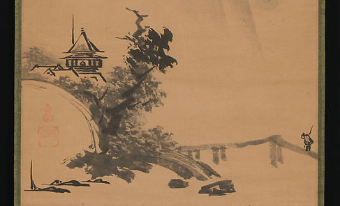 Zen Master with Meditation Staff, and Chinese-Style Landscapes ...