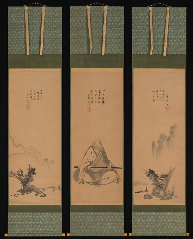 Zen Master with Meditation Staff, and Chinese-Style Landscapes ...